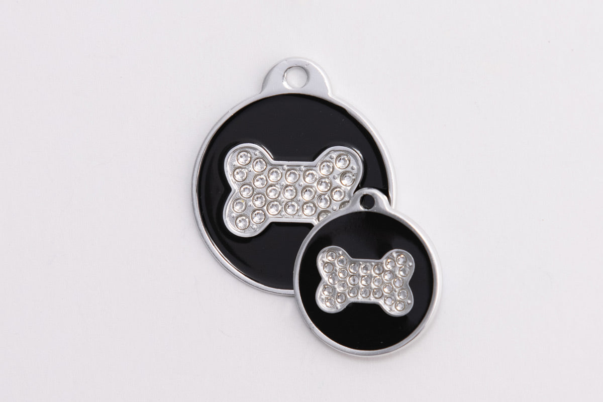 Pet Tag - Swarovski Round with Bone Tags (GoScribe)