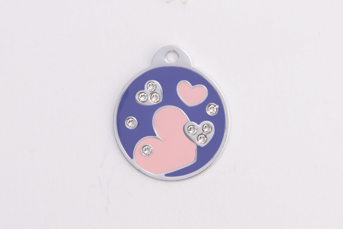 Swarovski Round with Hearts Tags | Pet Tags | GoScribe