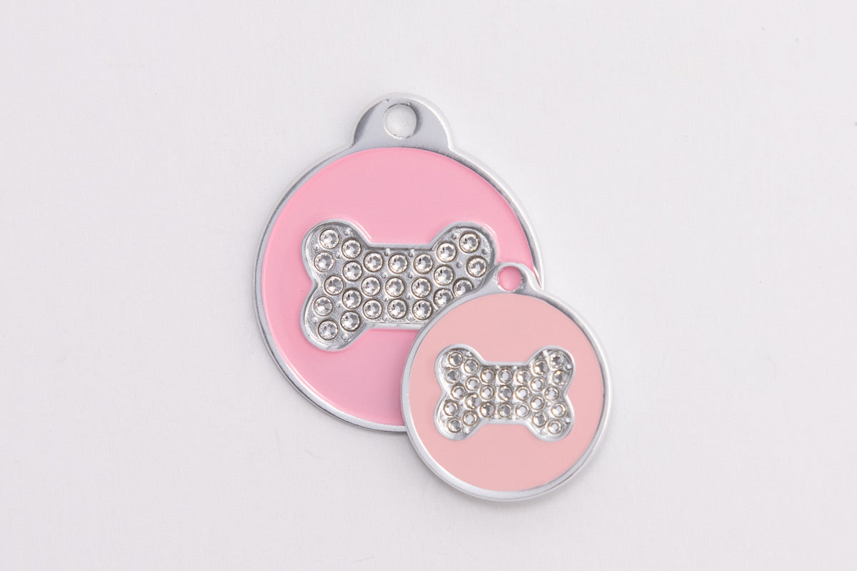 Pet Tag - Swarovski Round with Bone Tags (GoScribe)